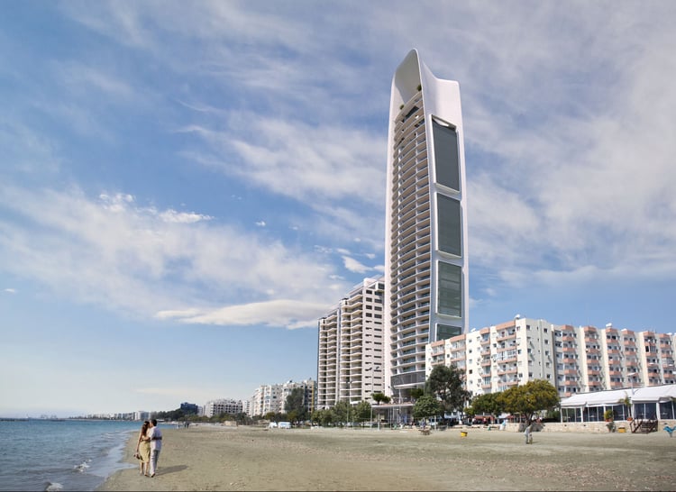 Construction of the tallest seafront residential tower in the Mediterranean